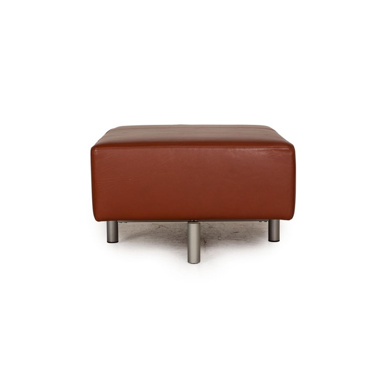 COR Arthe Leather Sofa Set Brown 2x Two-Seater Stool For Sale at 1stDibs