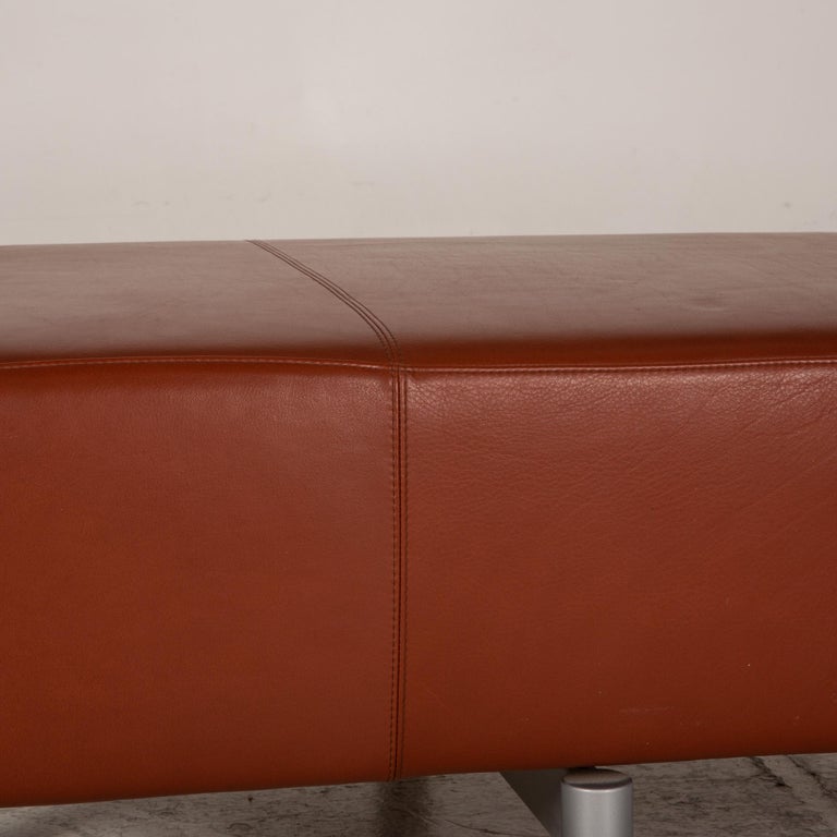 COR Arthe Leather Sofa Set Brown 2x Two-Seater Stool For Sale at 1stDibs