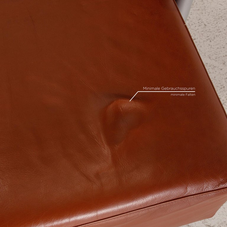 COR Arthe Leather Sofa Set Brown 2x Two-Seater Stool For Sale at 1stDibs