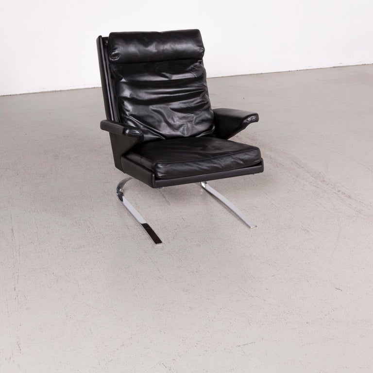 COR Swing Designer Leather Armchair Black Genuine Leather Chair For ...