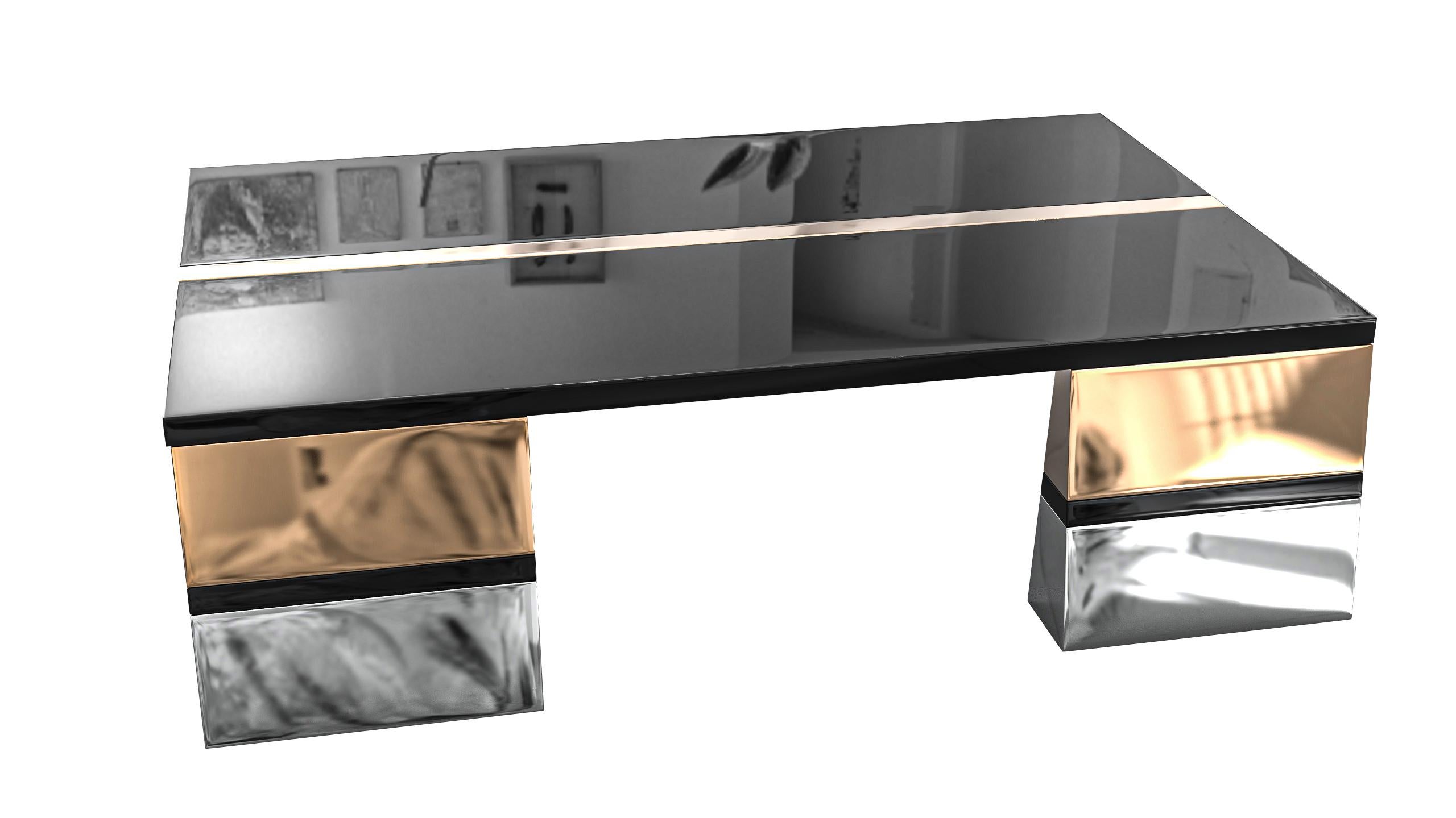 "Coraggioso" Coffee Table with Bronze and Stainless Steel, Istanbul For ...