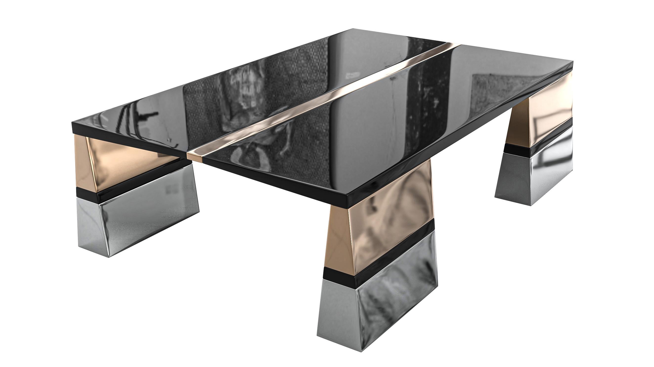 "Coraggioso" Coffee Table with Bronze and Stainless Steel, Istanbul For ...