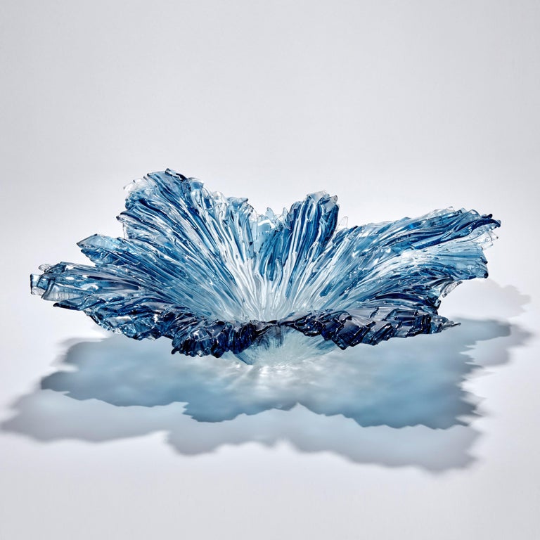 Coral Bowl in Aqua, Blue and Clear Glass Sculptural Centrepiece by ...