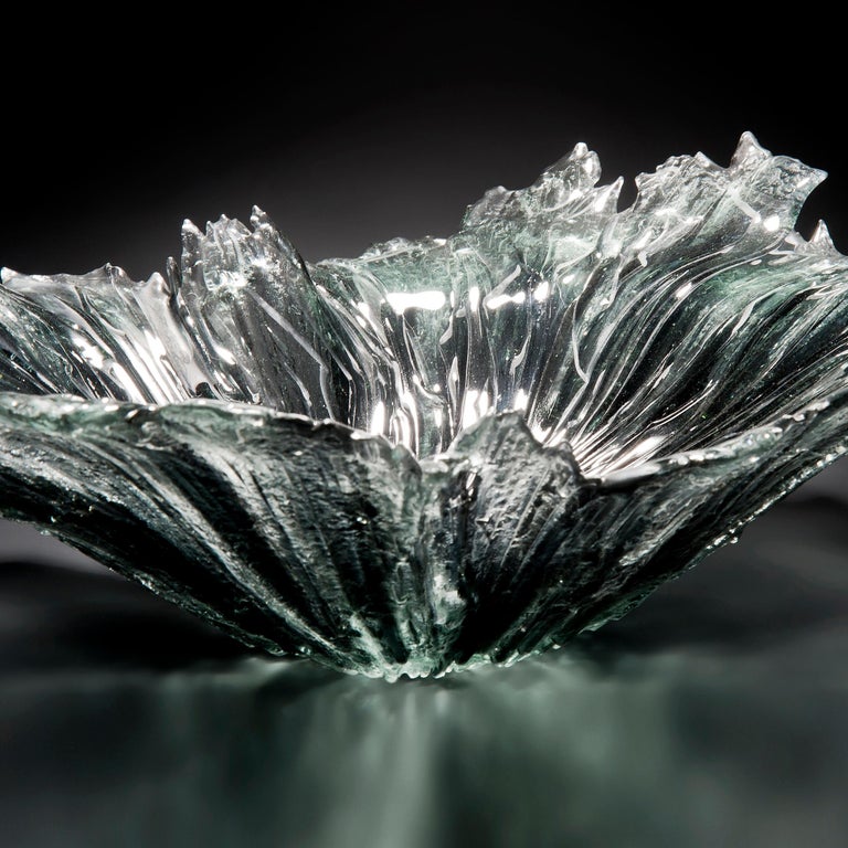 Coral Bowl in Grey, a Unique Grey and Clear Glass Centrepiece by Wayne ...
