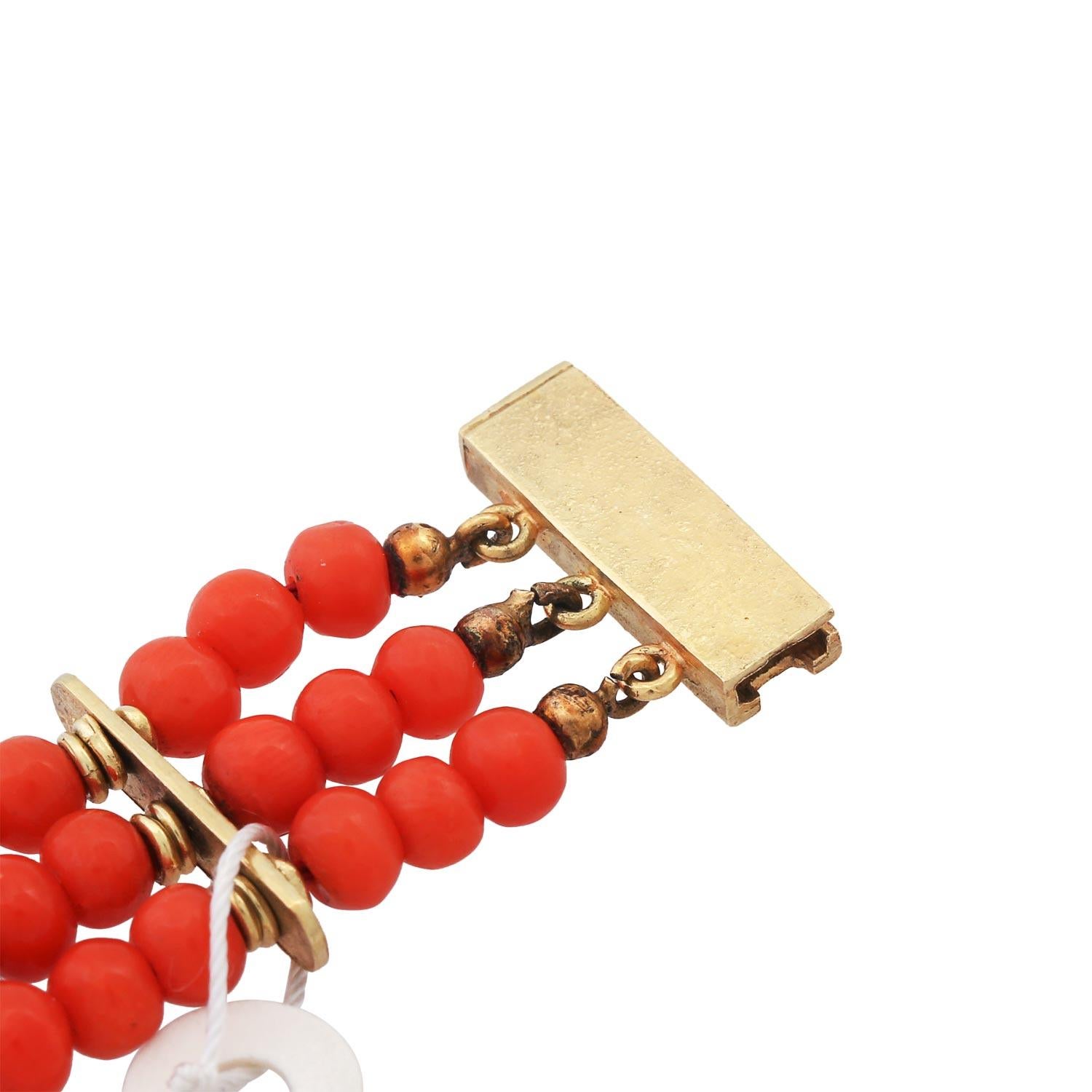 Coral Bracelet 3 Rows For Sale at 1stDibs