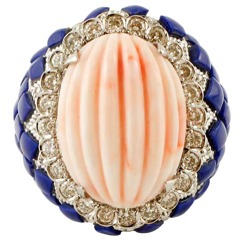 Coral Diamond Ring For Sale at 1stDibs | coral engagement ring, coral ...