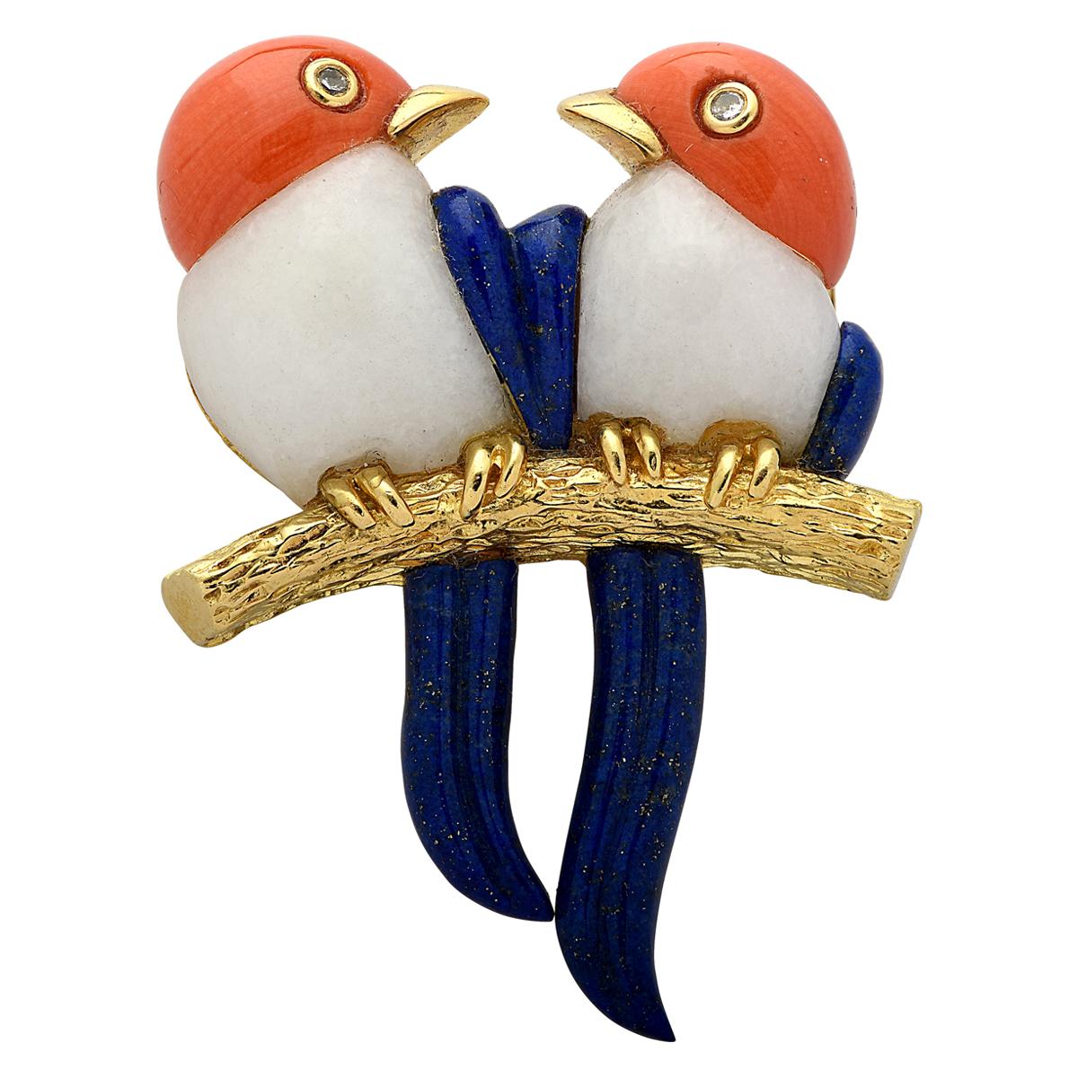 Oscar de la Renta Silver Crystal Dove Bird Pin Brooch For Sale at 1stdibs