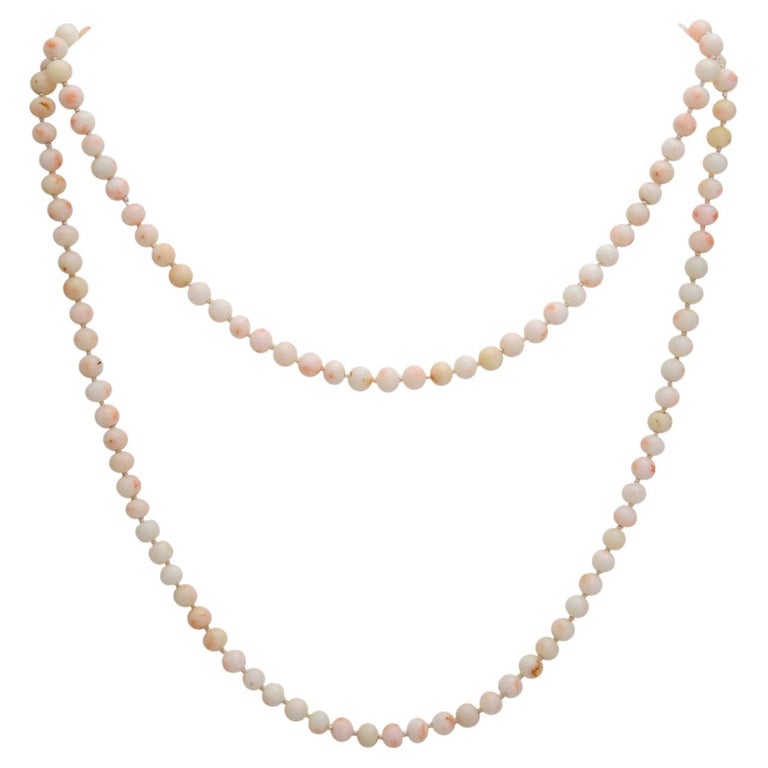 Coral Necklace of White to Slightly Pink Balls For Sale at 1stDibs