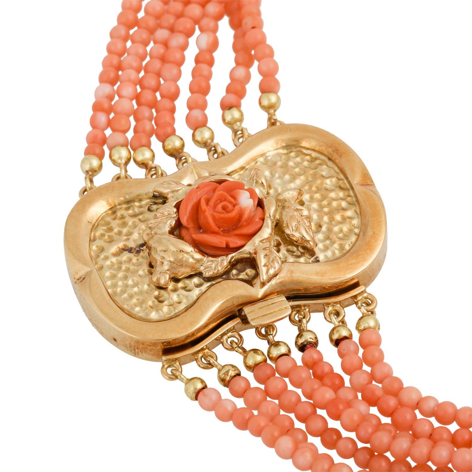 Coral Necklace with Unusual Clasp For Sale at 1stDibs