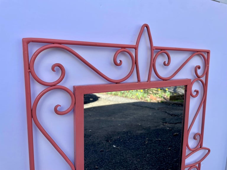 Coral Painted Curvy Mirror For Sale at 1stDibs