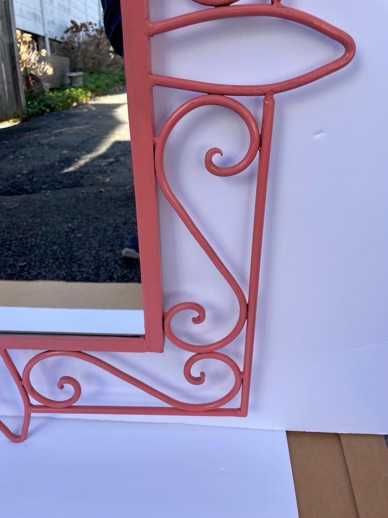 Coral Painted Curvy Mirror For Sale at 1stDibs