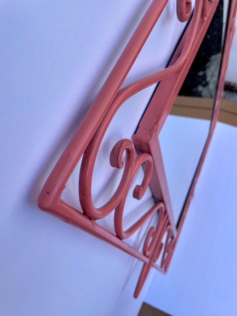 Coral Painted Curvy Mirror For Sale at 1stDibs
