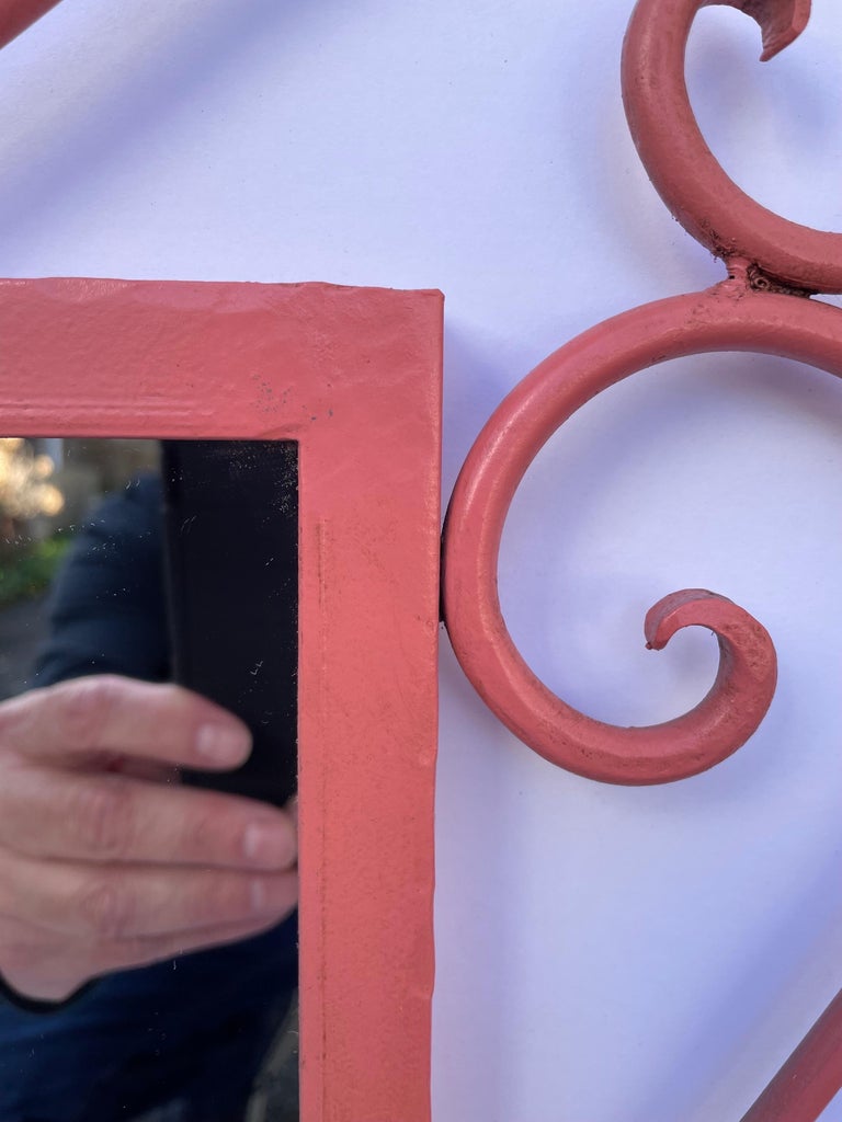 Coral Painted Curvy Mirror For Sale at 1stDibs