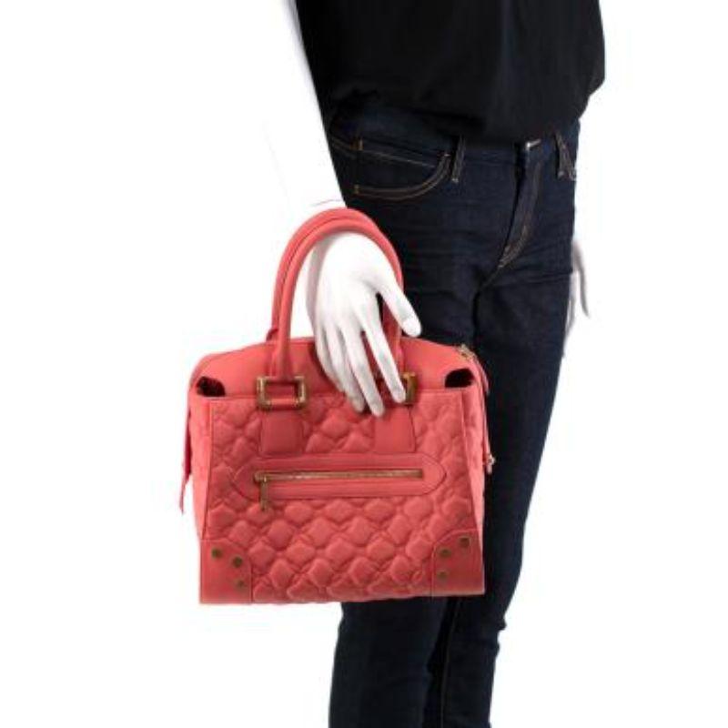 Coral-pink quilted leather tote bag and purse For Sale at 1stDibs ...