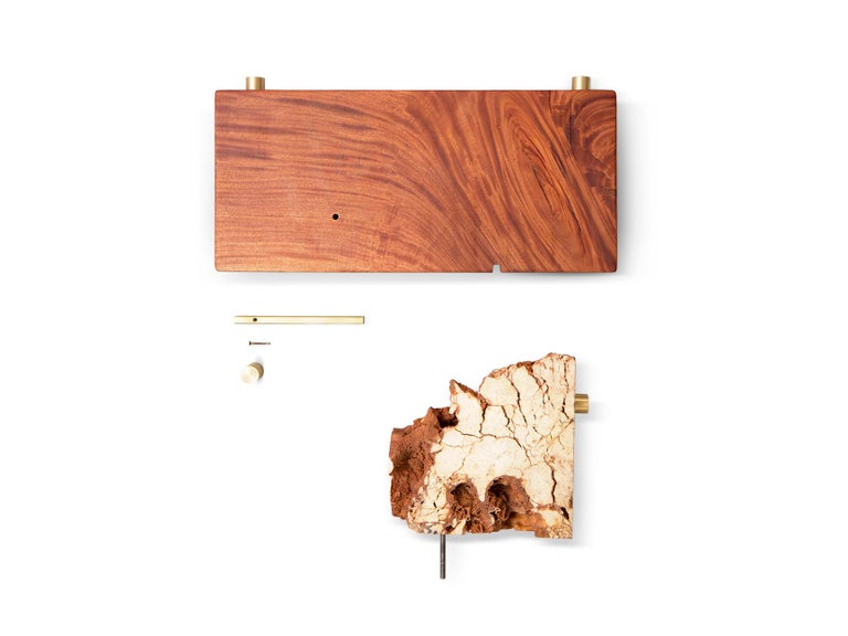 Coral Slab with Quartz Particles, Brass and Mahogany Block Coffee ...