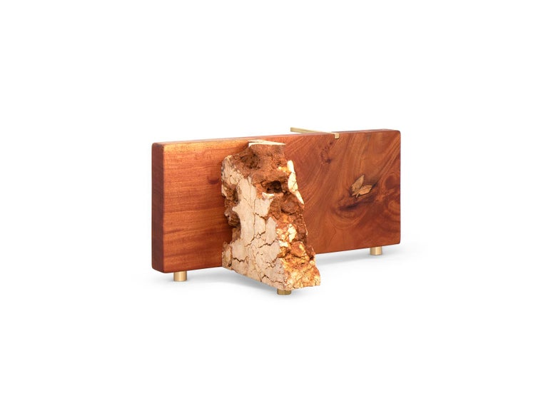 Coral Slab with Quartz Particles, Brass and Mahogany Block Coffee ...