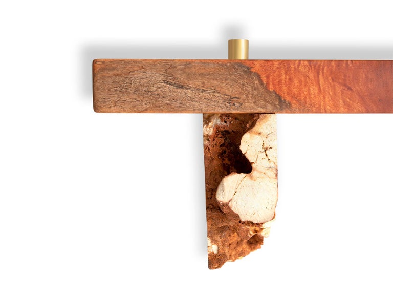 Coral Slab with Quartz Particles, Brass and Mahogany Block Coffee ...