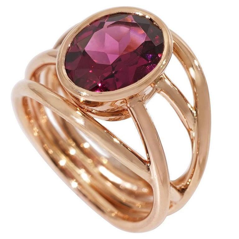 Pink Gold 18k Cord Rhodolite Garnet Pinky Band Ring For Sale at 1stDibs ...