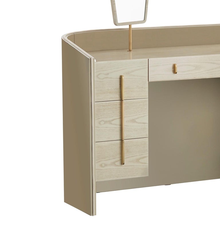 CORALINA dressing table with Ash Avelana Drawers and Antique Brass ...