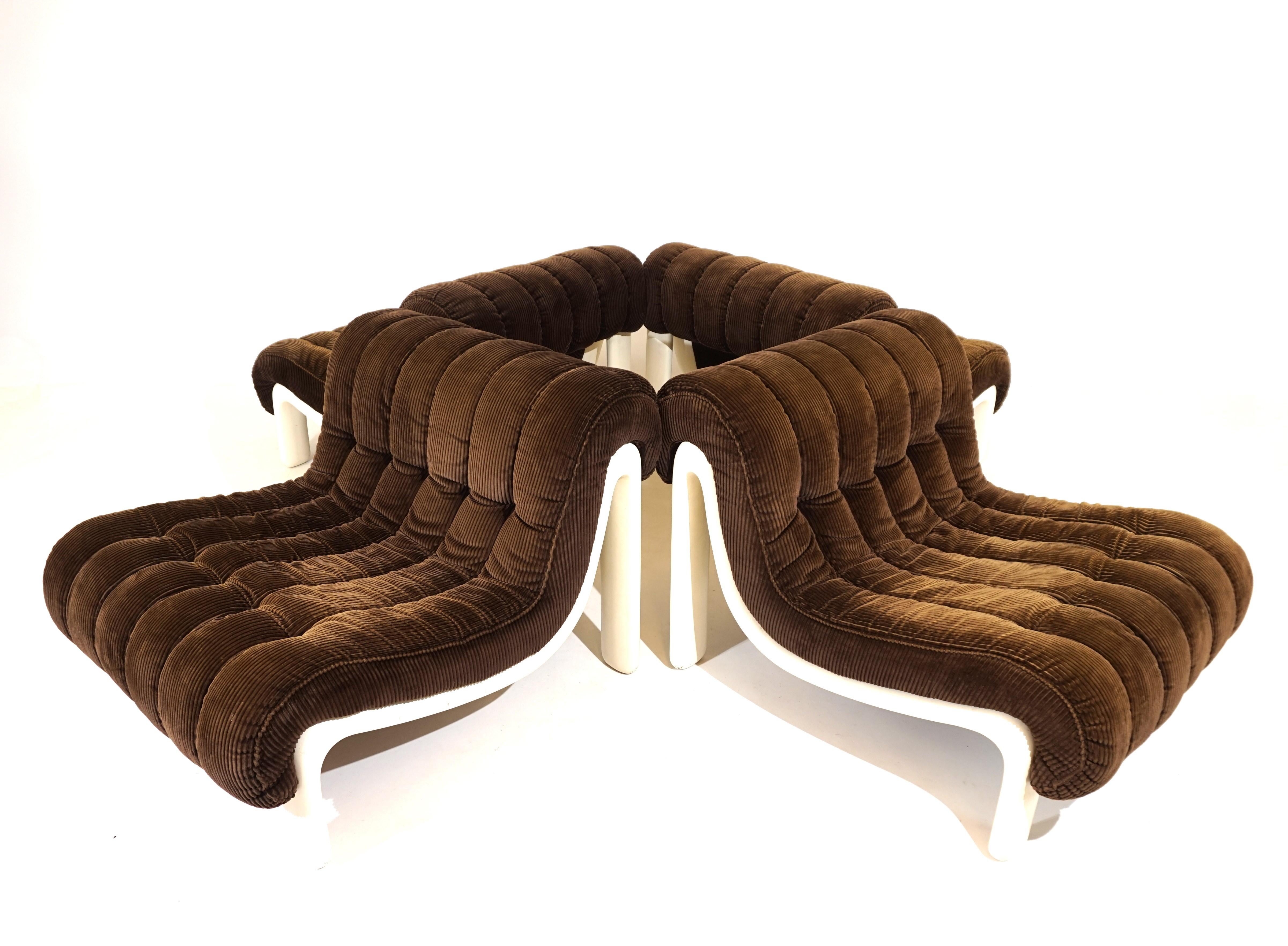 Cord modular sofa with 5 elements, 1970 For Sale at 1stDibs