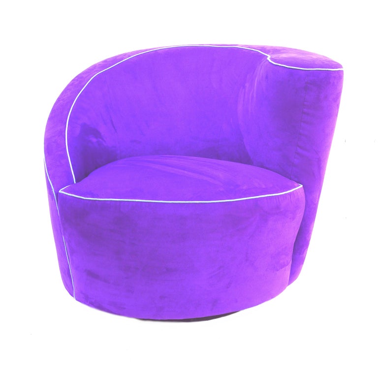 Corkscrew Purple Swivel Lounge Chair Armchair For Sale at 1stDibs