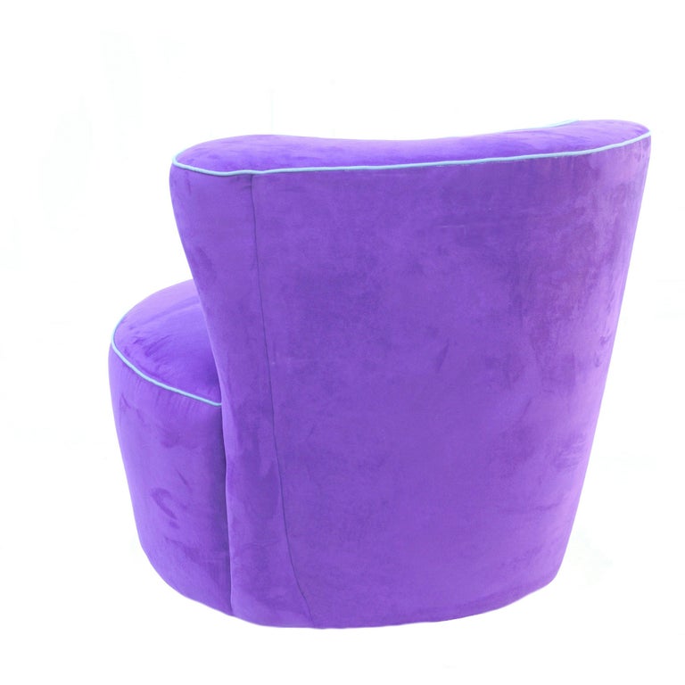Corkscrew Purple Swivel Lounge Chair Armchair For Sale at 1stDibs