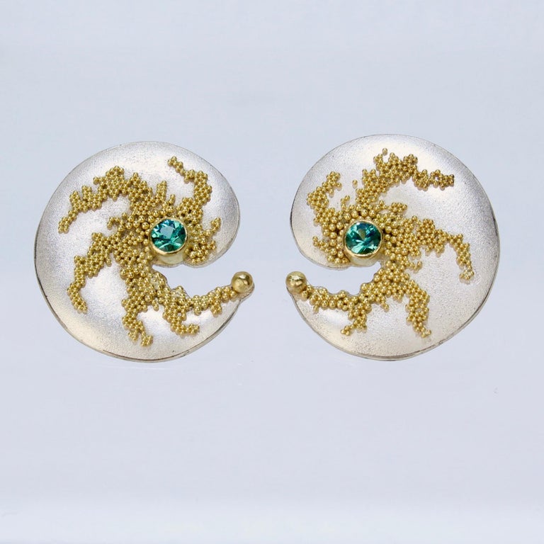 Cornelia Goldsmith Granulated High Karat Gold, Silver and Aquamarine ...