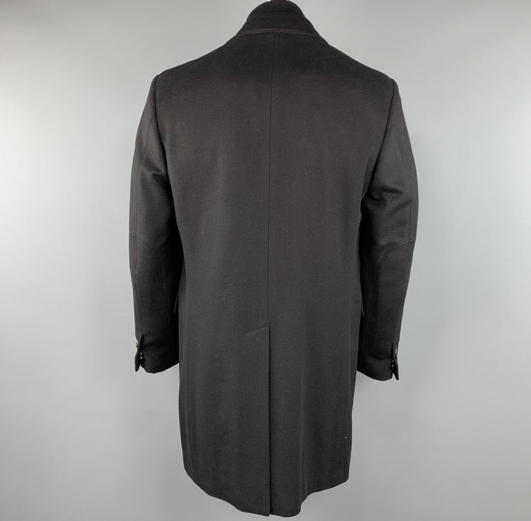 CORNELIANI ID 44 Black Solid Wool Notch Lapel Coat For Sale at 1stDibs ...