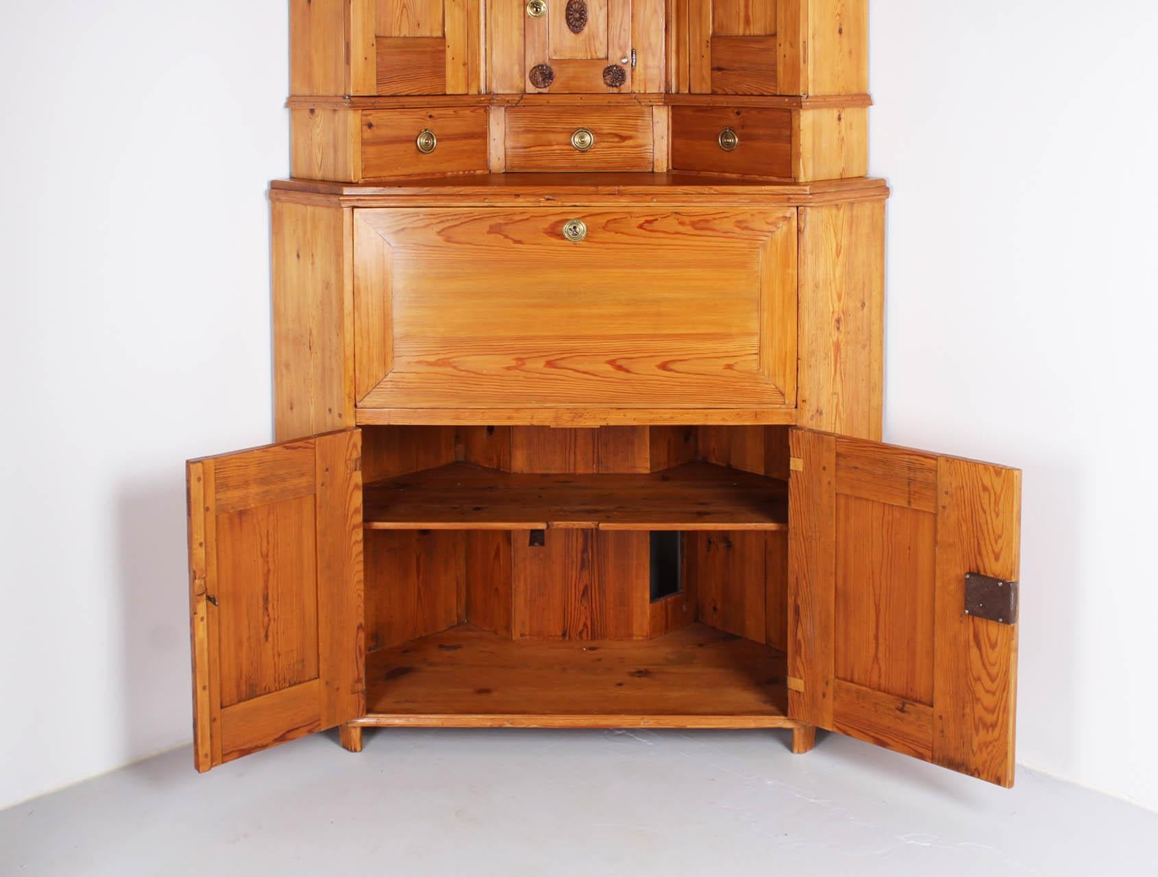 Corner Cupboard with Built in Grandfather Clock, Corner Secretaire ...