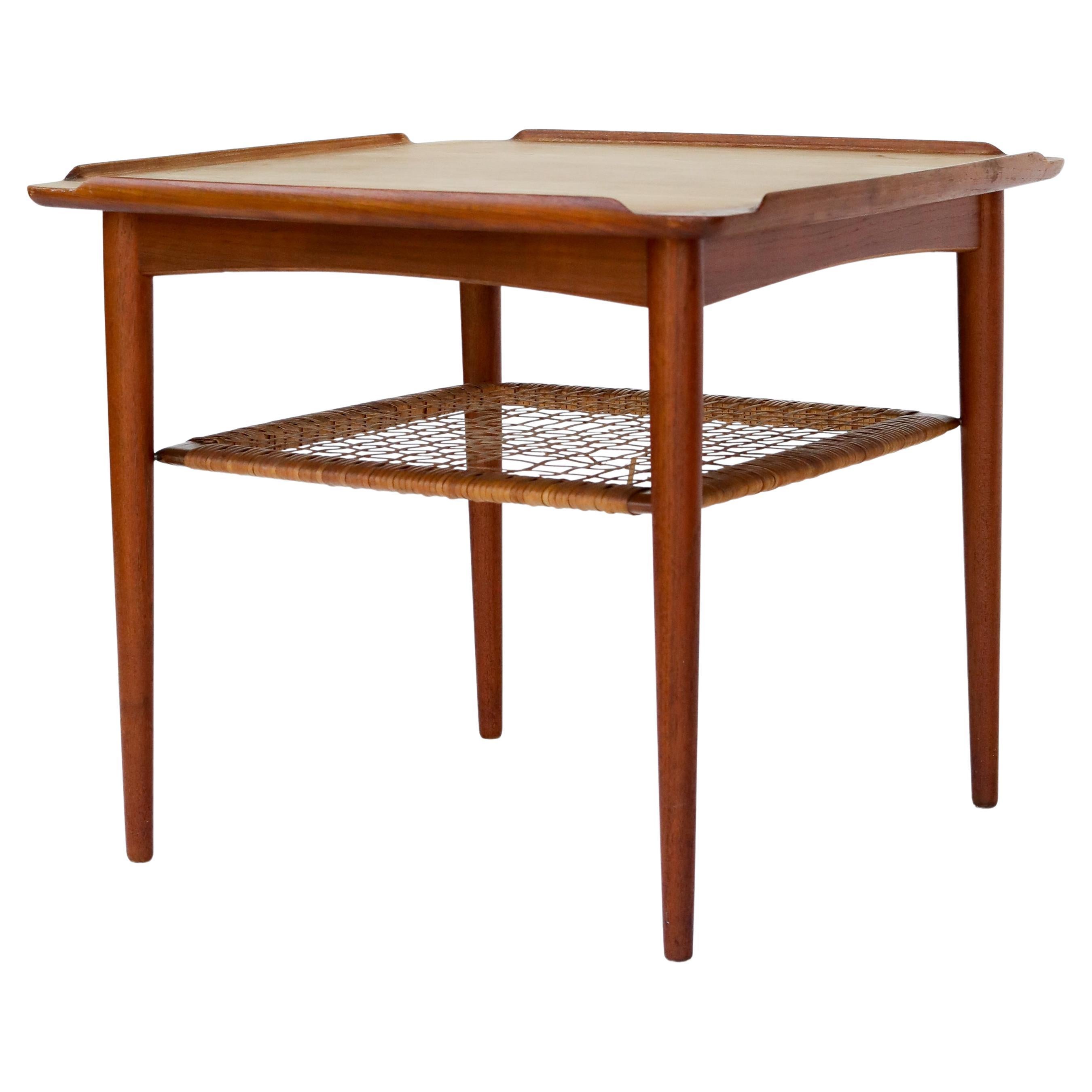 Pair of Danish Teak and Cane Side Tables by Poul Jensen for Selig at ...