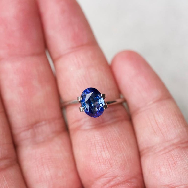Cornflower Blue Sapphire 2.55 Ct Oval Natural Ceylon Heated, Loose Gemstone For Sale at 1stDibs