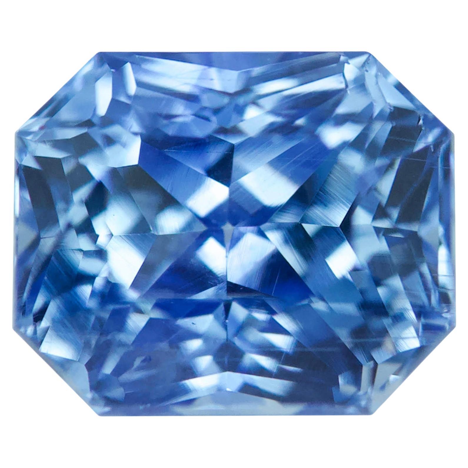 Cornflower Blue Sapphire Radiant Cut Natural Heated For Sale at 1stDibs