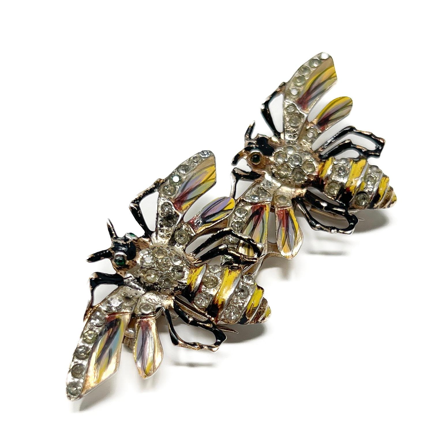 Coro c.1942 Queen Bees Enamel and Gold Plated Sterling Vintage Duette ...