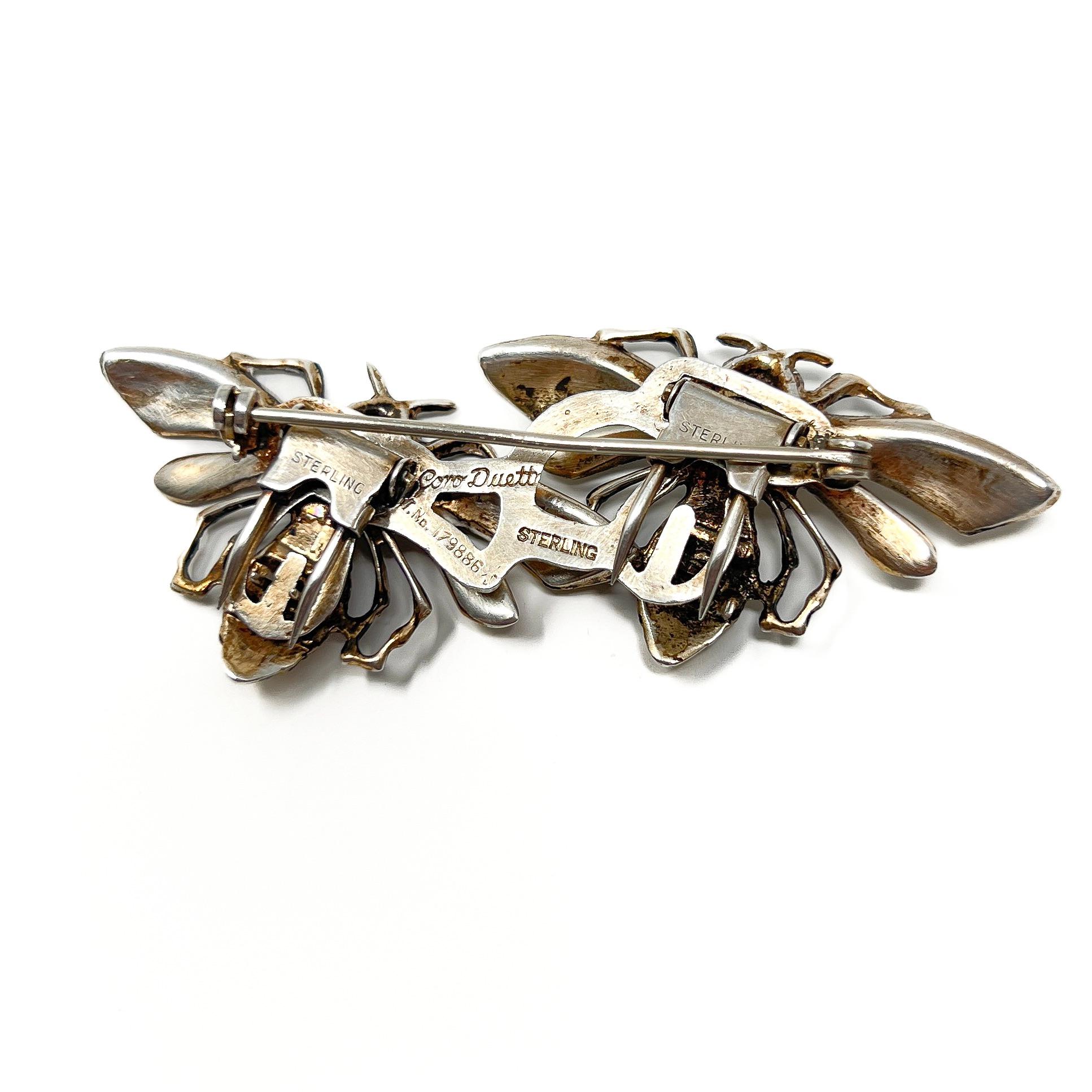 Coro c.1942 Queen Bees Enamel and Gold Plated Sterling Vintage Duette ...