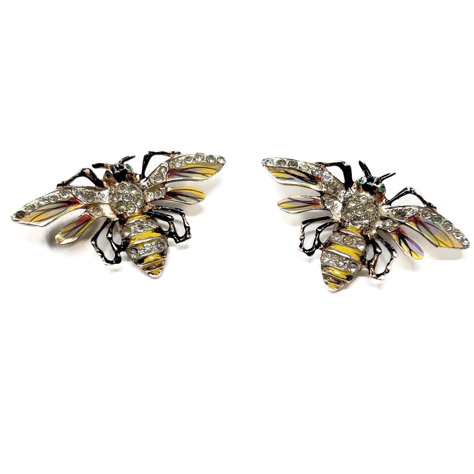 Coro c.1942 Queen Bees Enamel and Gold Plated Sterling Vintage Duette ...
