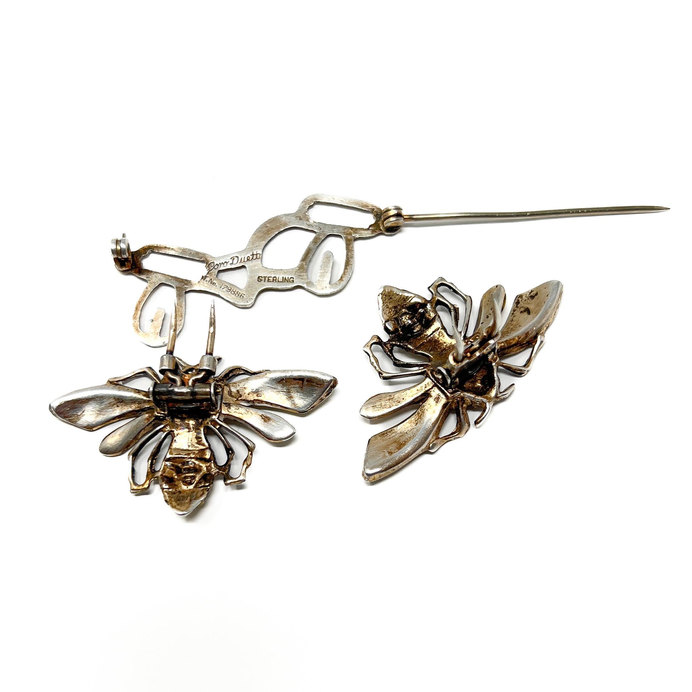 Coro c.1942 Queen Bees Enamel and Gold Plated Sterling Vintage Duette ...