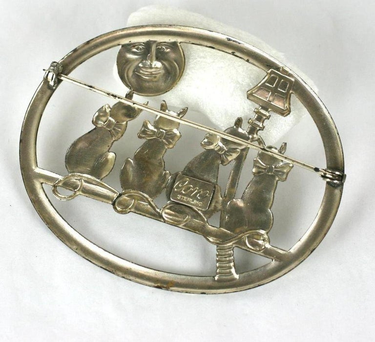 Coro Moon Gazing Cat Brooch at 1stDibs