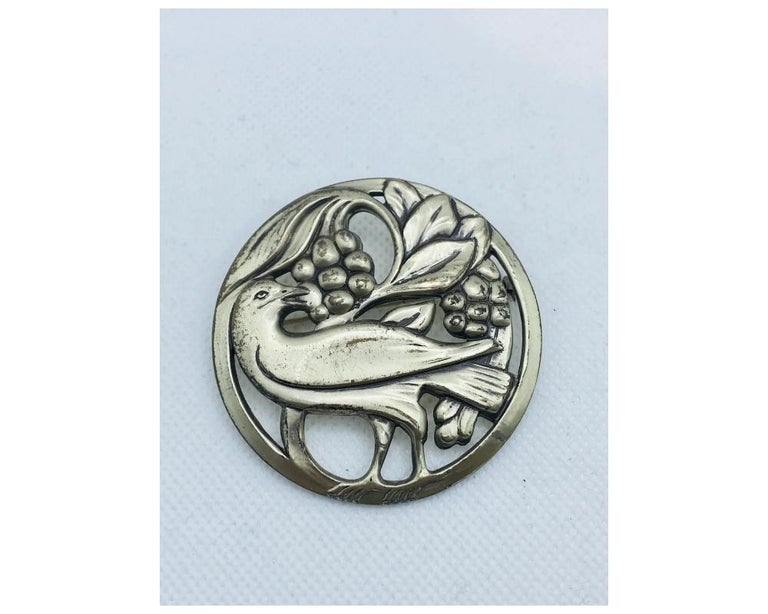 Coro Norseland Sterling Silver Vintage Brooch Raven For Sale at 1stDibs