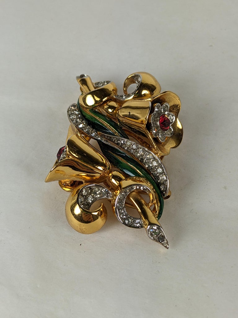 Corocraft Sterling Vermeil Bellflower Duette Brooch For Sale at 1stDibs