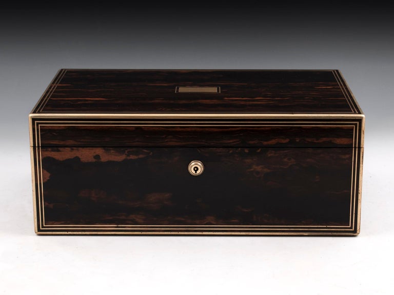 Coromandel Satinwood Brass Edged Leather Writing Box by Lund 19th ...