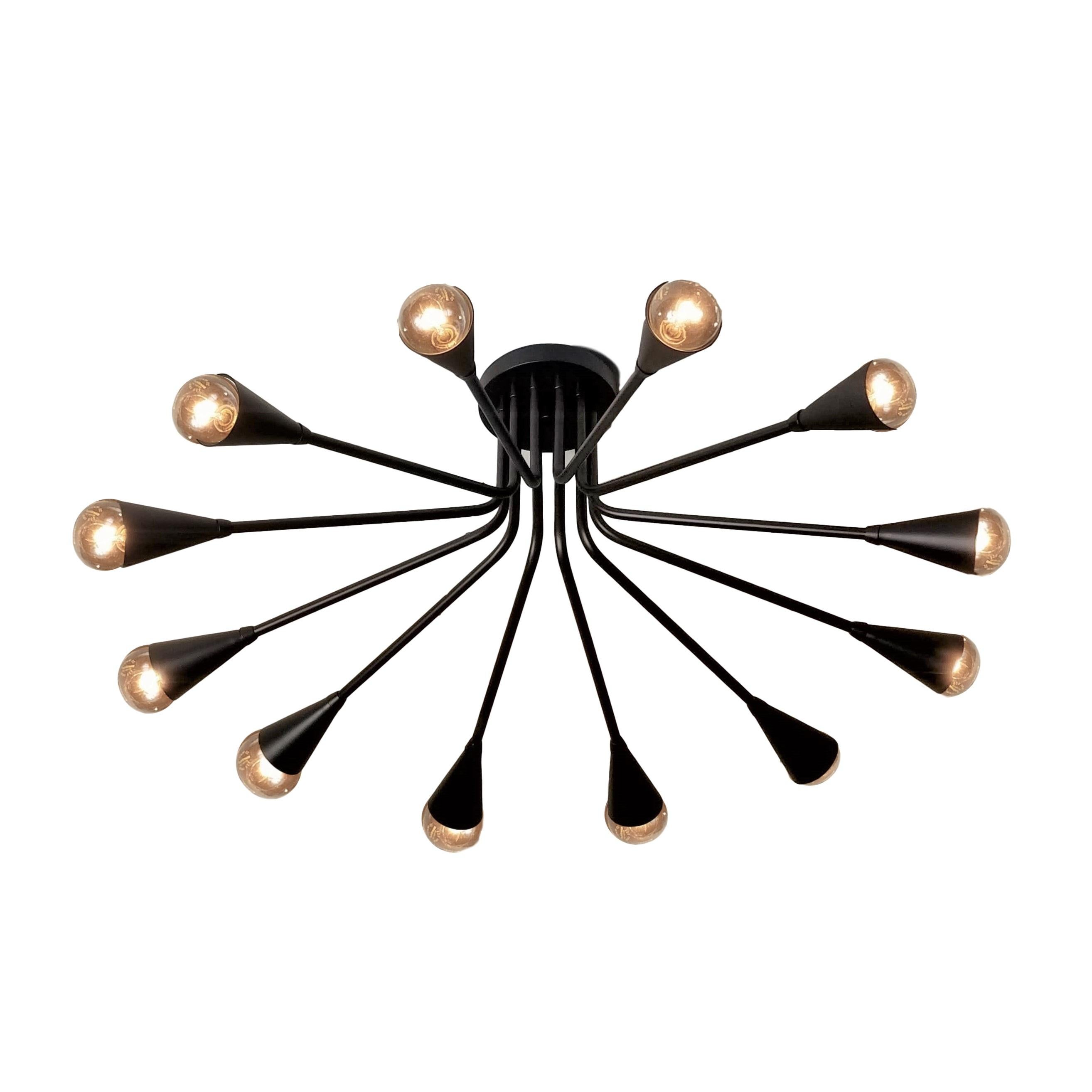 Corona Flush Mount Light Fixture in Black Enameled Brass by Blueprint ...