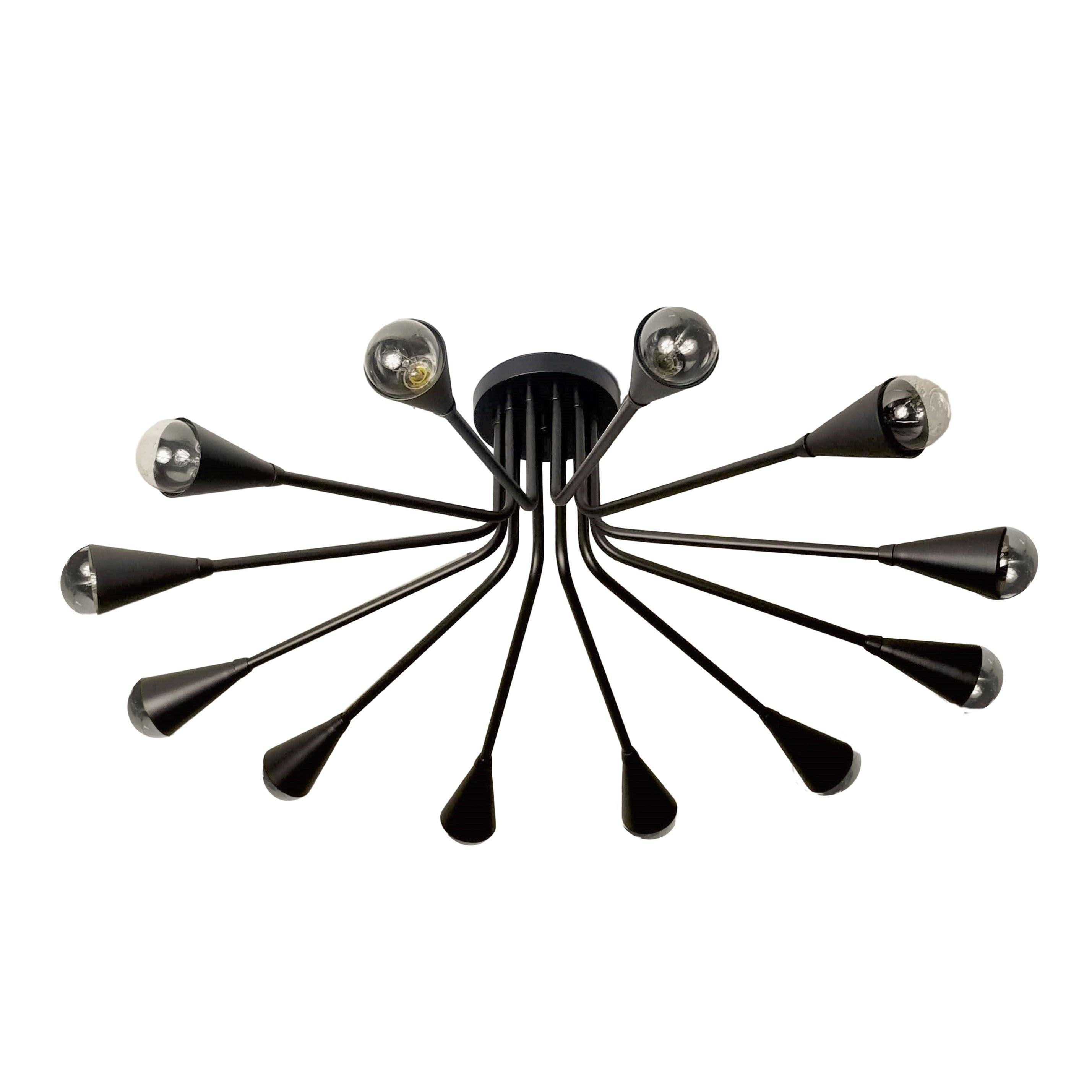 Corona Flush Mount Light Fixture in Black Enameled Brass by Blueprint ...
