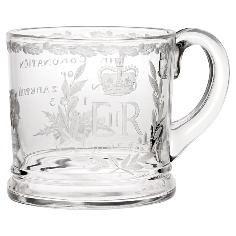 Coronation of Queen Elizabeth II Commemorative Glass For Sale at 1stDibs