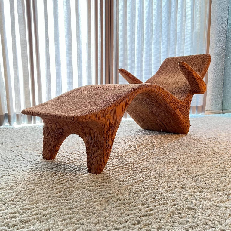 1970s Chaise Lounge Art Chair LA Style of Frank Gehry Corrugated ...