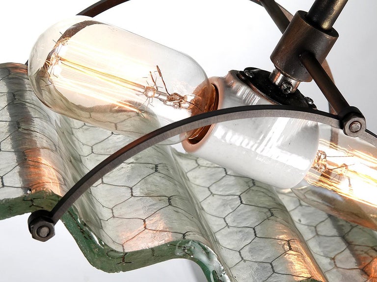 Corrugated Wire Glass Lamp For Sale at 1stDibs