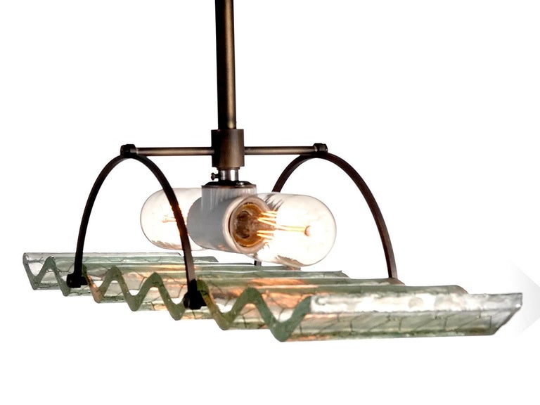Corrugated Wire Glass Lamp For Sale at 1stDibs