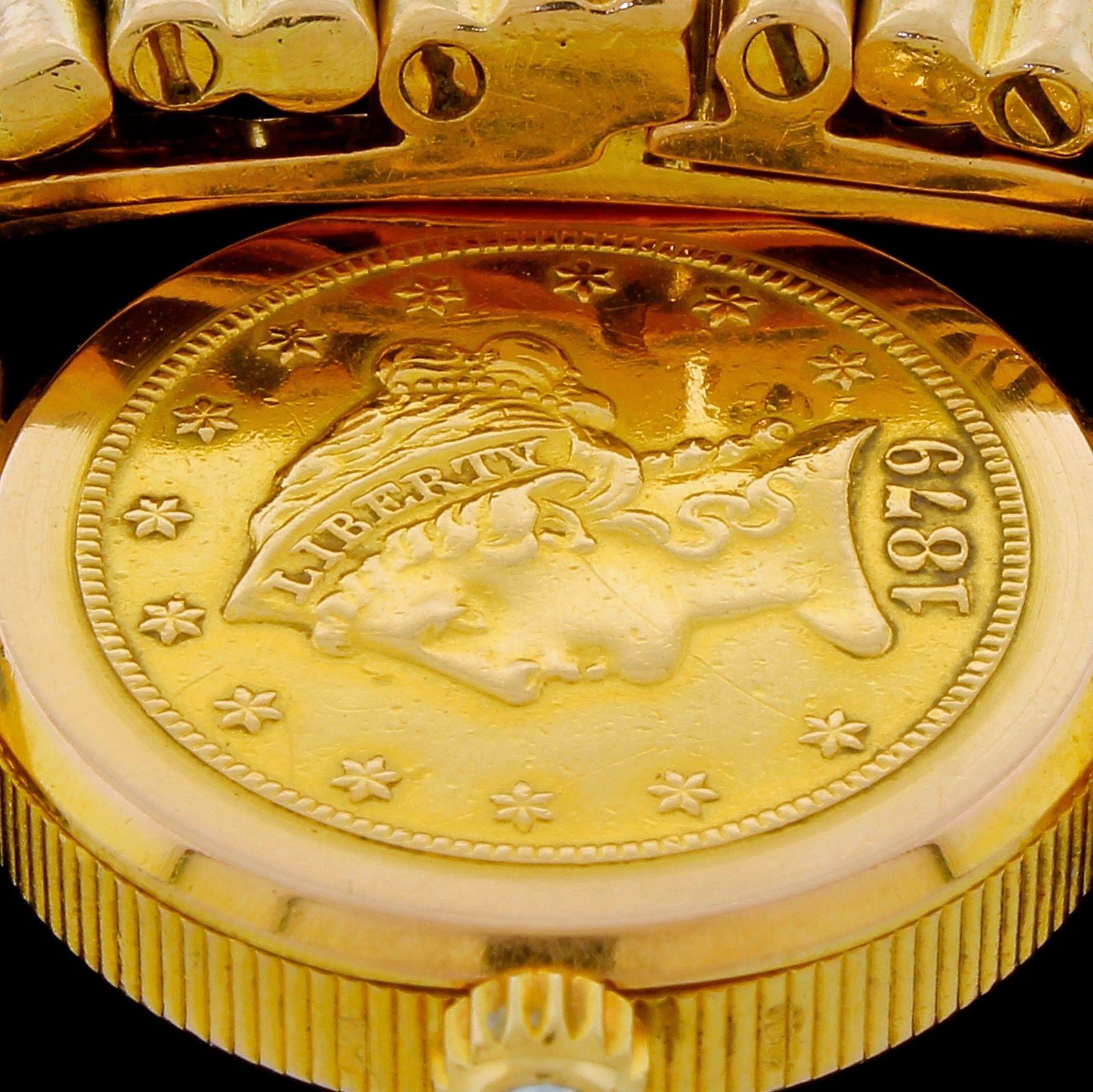 Corum 18 Karat Gold Ladies, 1879 Gold Coin Watch Wrist 51.1 G For Sale ...