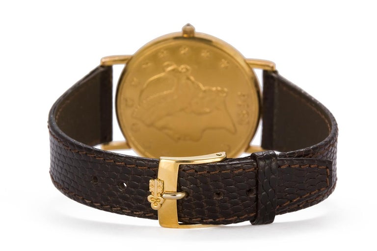 Corum 18 Karat Yellow Gold $20 1896 Gold Coin Quartz Watch at 1stDibs