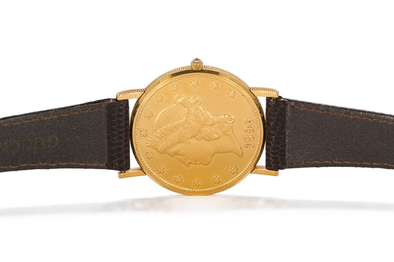 Corum 18 Karat Yellow Gold $20 1896 Gold Coin Quartz Watch at 1stDibs