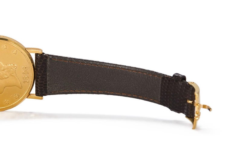 Corum 18 Karat Yellow Gold $20 1896 Gold Coin Quartz Watch at 1stDibs